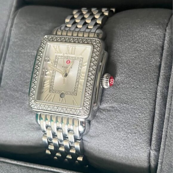 Michele | Accessories | Deco Madison Mini Diamond Stainless Steel Watch ...